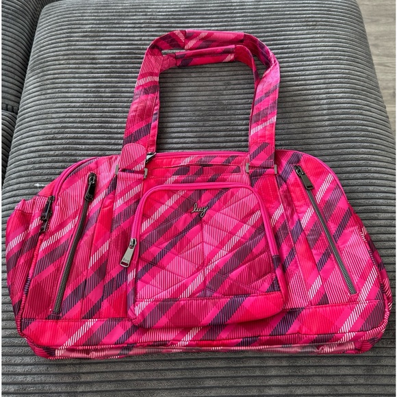 lug | Bags | Lug Quilted Duffel Bag Propeller 2 Berry Plaid Pink Large ...